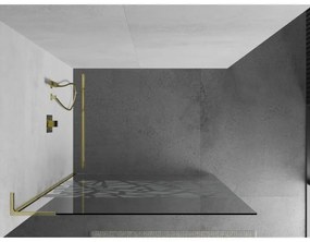 Mexen Kioto L, sprchová zástěna Walk-In 120 x 200 cm, 8mm čiré sklo bílý vzor, ​​zlatý lesklý profil, 800-120-103-50-78