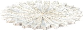 Bílý antik dekorační talířek s dekorem listů Spie - Ø 20*1 cm