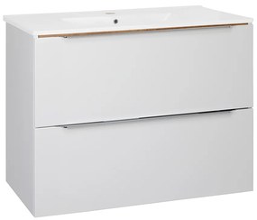 A-Interiéry Amanda W 80 koupelnová skříňka s keramickým umyvadlem bílá/dub