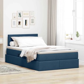 Postel s úložným prostorem a matrací Modrá 120 x 200 cm Samet 3370442