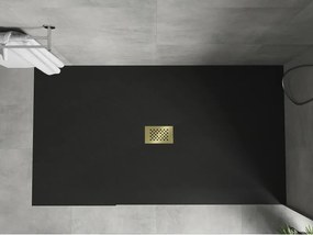 Mexen Hugo, obdélníková sprchová vanička SMC 150 x 100 cm, černá, zlatá krytka, 42701015-G
