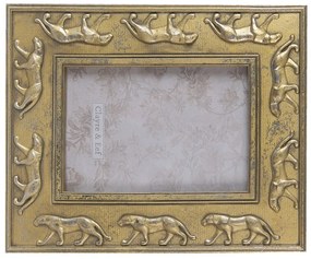 Zlatý antik fotorámeček s pumou – 10x15 cm
