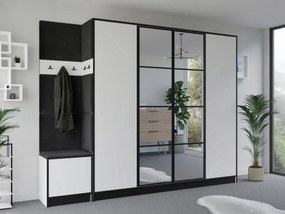 Šatní skříň EDEN 15 bílý + černý Vzor 1