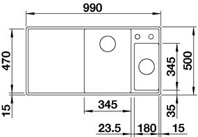 Granitový dřez Blanco AXIA III 6 S-F InFino káva dřez vpravo + dřevěná krájecí deska, odkap. nerezová miska, nerez misky a excentr 523488