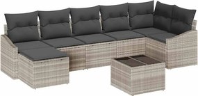 Set pohovek 8 ks Světle šedá polyratan 3346822