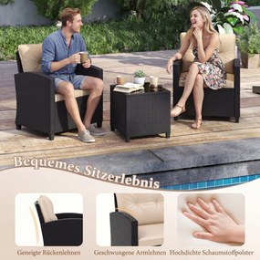 Costway 3 PCS. Ratanová sada Gartenmöbel inkl. 2 Sessel a 1 Beistelltisch