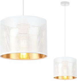 Závěsná Stropní Lampa Lustr Bílý Zlatý Stínidlo Glamour Do Obývacího Pokoje E27