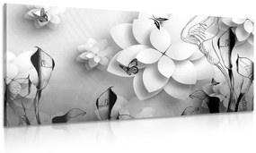 Obraz abstraktní květiny v černobílém provedení Varianta: 120x60
