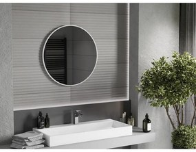 Mexen Loft, kulaté koupelnové zrcadlo 70 cm, barva rámu bílá, 9850-070-070-000-20