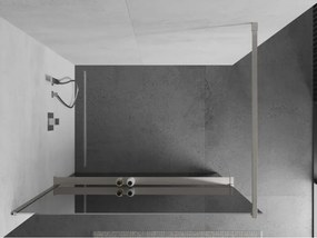 Mexen Kioto+, sprchová zástěna Walk-In s poličkou a věšákem 140 x 200 cm, 8mm sklo vzor zrcadlo, broušená ocel profil, 800-140-121-97-50