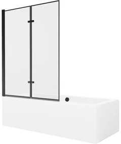 Mexen Cube obdélníková vana 180 x 80 cms pláštěm 2-křídlovou zástěnou 120 cm, Černý vzor - 550518080X92120027070