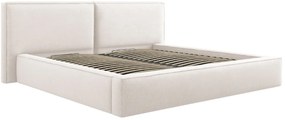 Béžová čalouněná dvoulůžková postel MICADONI Jodie 200 x 200 cm