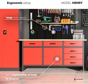 Pracovní stůl se zásuvkami a skříňkou HENRY, 1700 x 850 x 600 mm, antracitově modrý