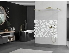 Mexen Kioto, sprchová zástěna Walk-In 110 x 200 cm, 8mm čiré sklo bílý vzor, ​​zlatý matný profil, 800-110-002-55-85