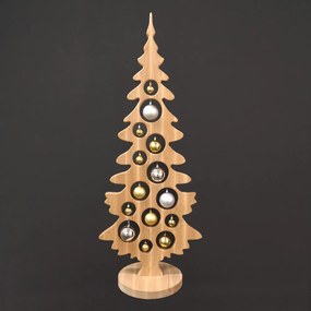 AMADEA Dekorace vánoční strom na podstavci s koulemi přírodní 100 x 40 cm, český výrobek
