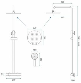 REA-P2323 - Sprchová sada s termostatickou baterií PAROT broušená zlatá
