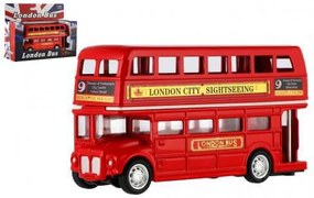 Teddies Autobus "Londýn" červený patrový kov/plast 12 cm na zpětné natažení