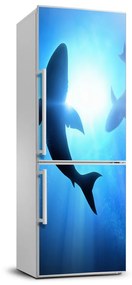 Wallmuralia Nálepka fototapeta lednička Siluety žraloků 60x180 cm