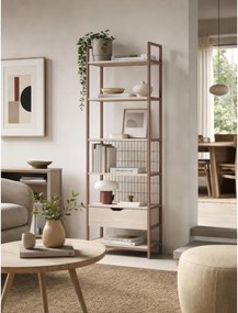 Ocelová knihovna v terakotové barvě 60x179,5x40 cm Amara – Marckeric