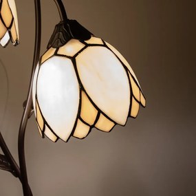 Stolní lampa Tiffany Annabel béžovo hnědá ve tvaru květin – 33x61 cm