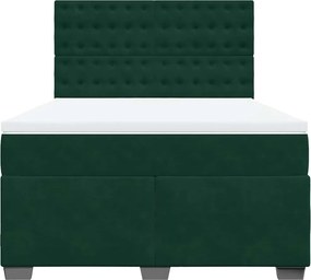 Box spring postel s matrací tmavě zelená 140x200 cm samet 3293245