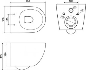 Mexen Lena, závěsná toaletní mísa 480x360x355 mm s pomalu padajícím sedátkem, černá matná - zlatý vzor, 30224079