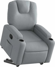 Zvedací polohovací křeslo světle šedé textil 3204368