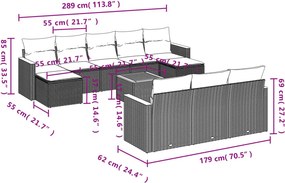 11dílná zahradní sedací souprava s poduškami černá polyratan 3258822