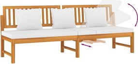 vidaxL Válenda s krémovou poduškou 200 x 60 x 75 cm masivní akácie 312144