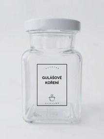 Samolepka na kořenky GULÁŠOVÉ KOŘENÍ průhledná 3 × 4 cm tučné písmo