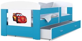 Dětská postel 180 x 80 cm FILIP MODRÁ vzor LIGHTNING CAR Rozměry postele: 180x80 cm