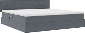Postel s úložným prostorem s čelo Tmavě šedá 200 x 200 cm samet 3370780