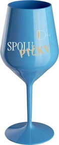 SPOLUPIČKY - modrá nerozbitná sklenice na víno 470 ml