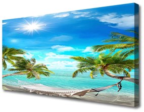 Obraz na plátně Tropické Palmy Hamaka Pláž 120x60 cm