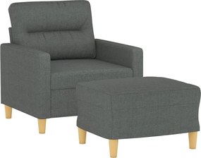 Křeslo s podnožkou tmavě šedé 60 cm textil 3201066