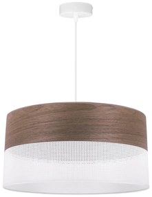 Light Home Závěsné svítidlo Wood, 1x hnědá ořechová dýha/bílé plastové stínítko, (fi 44cm)