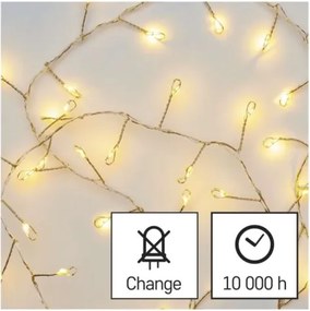 Vánoční osvětlení EMOS D3FW01 100LED nano řetěz stříbrná 2,4m teplá bílá s časovačem