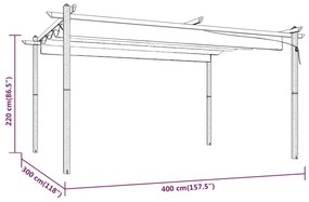 Zahradní altán se zatahovací střechou 4 x 3 m krémový,  318537