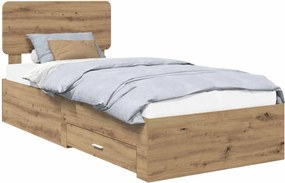 Rám postele s čelo Artisanový dub 90 x 190 cm Kompozitní dřevo 3412435