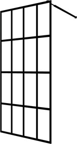 Zástěna do průchozí sprchy s policí černá 118x190 cm ESG/hliník 3185486