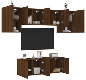 6dílná obývací stěna hnědý dub kompozitní dřevo