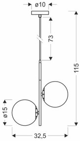 Lustr na lanku DUO 2xE14/40W/230V zlatá/černá