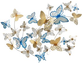 Mauro Ferretti Nástěnný panel Gold and Celeste Butterflies 132X3,5X95,5 cm