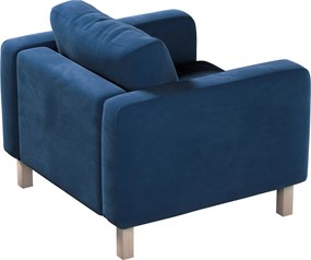 Potah na křeslo IKEA Karlstad, krátký barva tmavě modrá látka lesklé, sametová