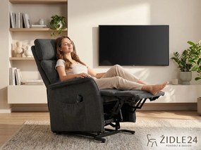 Elektrické polohovací TV křeslo NORMAN - šedá látka