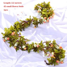 Umělá květina - pnoucí růže (220 cm, 42 poupat) Barva: bílá 19