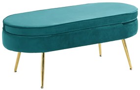 Luxusní taburet, smaragdová Velvet látka / chrom zlatý, Art-deco, NOBLIN NEW TYP 2