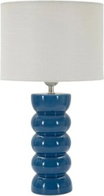 Bílá/modrá keramická stolní lampa s textilním stínidlem (výška 46 cm) Torr – Mauro Ferretti