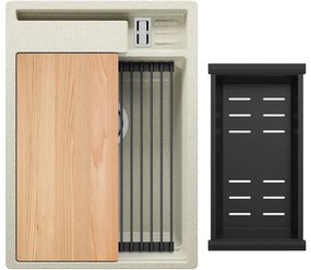Primagran Kuchyňský dřez granitový jednokomorový bez odkapávače a prostoru pro příslušenství a desku Oslo 40 Pocket Multilevel + Dárek