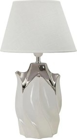 Bílá/ve stříbrné barvě keramická stolní lampa s textilním stínidlem (výška 51 cm) Shiney – Mauro Ferretti